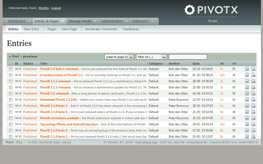 PivotX webhosting - Mangelot Hosting